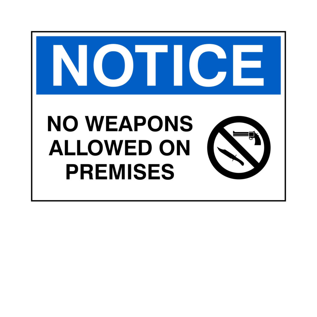 Notice - No Weapons Allowed On Premises (w/symbol) Label - Epic Signs
